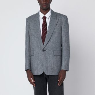 Saint Laurent Graue Jacke im Prince of Wales-Karo