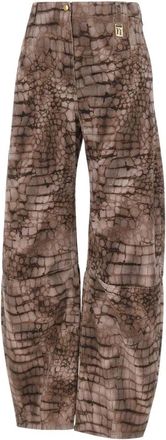 Elisabetta Franchi Femme, Jeans, Brun, Taille: W26 Drill Jeans avec Imprim&eacute; Alligator