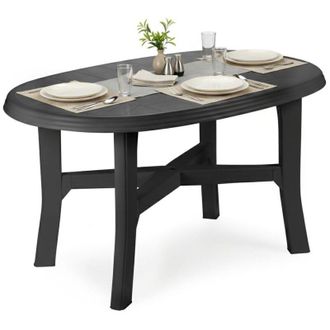 Dmora Outdoor-Tisch Roxton, 6 Pl&auml;tze, max. 137 cm, Made in Italy, Karomuster-Finish, 137x88x72h cm, Anthrazit