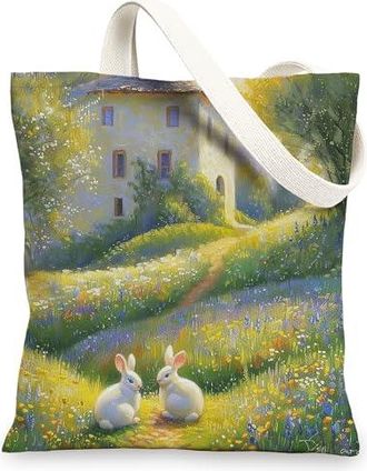 Generic Sacs fourre-tout en toile artistique, sacs à provisions réutilisables, légers et lavables avec bandoulière en toile, multicolore, 13x15 Inch