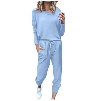 Generic Ensemble de sport 2 pi&egrave;ces pour femme 2 pi&egrave;ces &agrave; manches longues pour femme, sweat-shirt grande taille avec pantalon ample avec capuche, manches longu