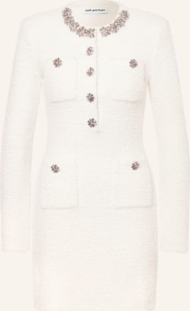 Self Portrait Self-Portrait Tweed-Kleid Mit Schmucksteinen weiss