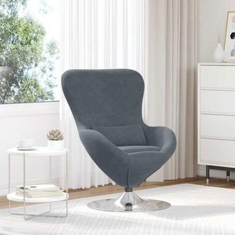 vidaXL Vidaxl - Fauteuil oeuf Gris fonc&eacute; 63 x 73 x 90 cm Velours