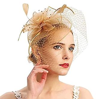 Generic Bibi pour femme - Chapeau de mariage - Clips - Voile - Bandeau - Tea Party - En maille - Pour l&eacute;glise, Halloween, cocktail, club, or, Taille unique