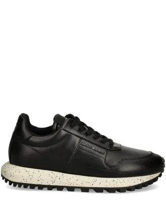 Emporio Armani baskets en cuir - Noir
