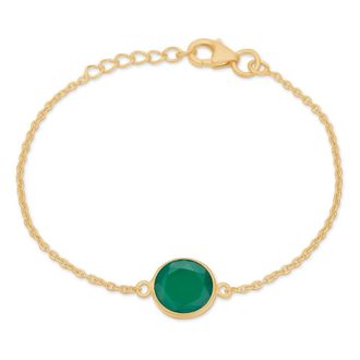 Frk. Lisberg Femme, Accessoires, Jaune, Taille: ONE Size Bracelet en onyx vert
