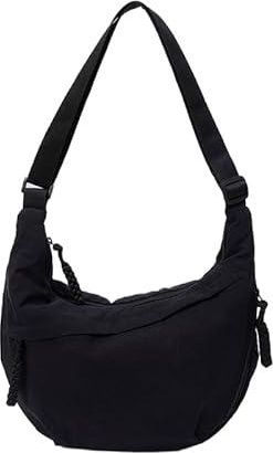 Generic Sac en Nylon avec Fermeture &Eacute;clair - Sac Croissant Tendance avec Bandouli&egrave;re Ajustable - Sac &Agrave; Main L&eacute;ger pour Femmes pour le Sport, Shopping, Plage e