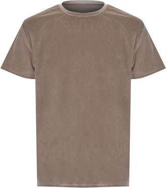 Generic T-shirts hommes velours velours mode hip-hop slim simple manches courtes, beige, XXL