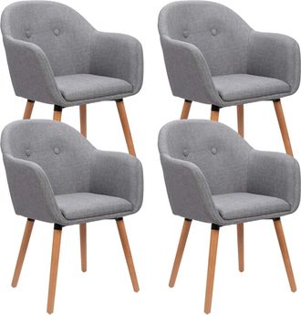 Woltu Esszimmerstühle 4er Set Küchenstühle Wohnzimmerstühle Polsterstühle, Armlehnstühle mit Rückenlehne, für Esszimmer, Küche, Wohnzimmer, Leinen, Gestell 