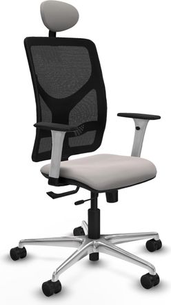 Piqueras y Crespo Computerstuhl mit wei&szlig;en und schwarzen Armlehnen, h&ouml;henverstellbare Lendenwirbelst&uuml;tze und festes Kopfteil, ausgestattet mit Syncro/Traslack. Schwarz/