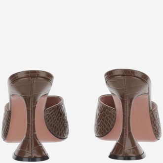 Amina Muaddi Womens Leather Sandals Lupita Brown