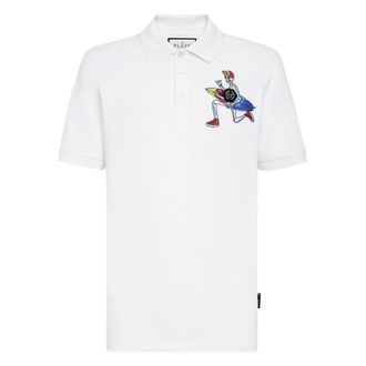 Philipp Plein Homme, Tops, Blanc, Taille: 4XL Polo Slim Fit SS Hawaii
