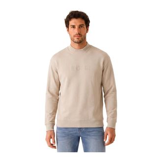 HUGO BOSS SweaT-shirt en molleton de coton avec d&eacute;tail logo - Homme - Sweatshirts et sweats &agrave; capuche - Beige - Taille: 2XL