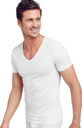 Jockey Cotton+ V-Neck Shirt 2er Pack | Baumwoll T-Shirts für Herren mit Kurzarm | V-Ausschnitt | Basic Shirts mit elastischen Mikrofasermaterial und Slim Fit