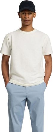 Selected Herren Rundhals T-Shirt SLHSANDER Seersucker - Regular Fit S-XXL, Größe:XL, Farbe:Egret 16092769