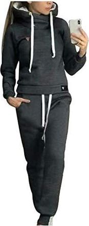 Generic V&ecirc;tements de sport pour femme Automne/Hiver Deux manches longues Sweat &agrave; capuche et pantalon de surv&ecirc;tement Ensemble Co Ords pour femme Surv&ecirc;tement gr