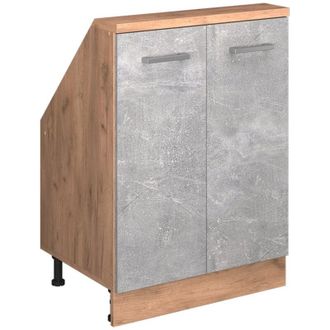 Vicco Dachschrägenschrank Rion, Beton/Goldkraft Eiche, mit 2 Türen, Vicco