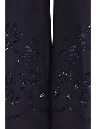 Forte_Forte Womens Embroidered Cotton Trousers Navy