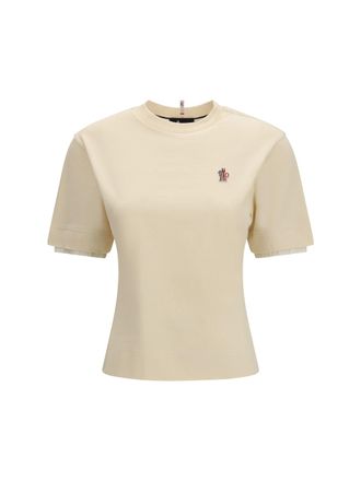 Moncler Cotton Crew Neck T-Shirt - Beige