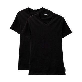 Dirk Bikkembergs Homme, Tops, Noir, Taille: XL Bipack T-shirts Slim Col V