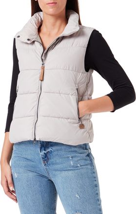 Camel Active Damen Cropped Steppweste aus recyceltem Polyester Mandel, womenswear-46