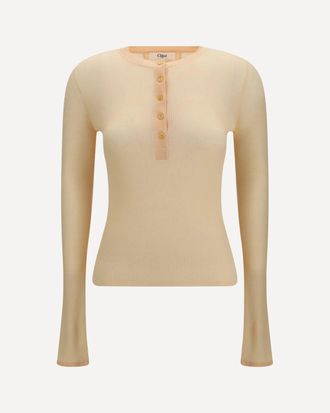 Chlo&eacute; Superfine Wool Ribbed Sweater - Orange