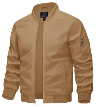 KEFITEVD Bomberjacke Herren Sommer Leichte Fliegerjacke Frühling Herrenjacke Army Jacke Sommerjacke Bomber Blouson Übergangsjacke Männer Khaki 3XL