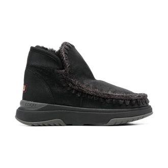 Mou Schwarze Kn&ouml;chelstiefel aus Schafsleder - - Shoes - Damen - Schwarzk - 35 EU