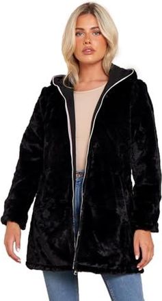 SS7 Femme Manteau réversible en Fausse Fourrure Veste résistante à la Douche