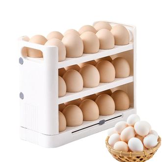 Generic Eieraufbewahrung - Eierregal, 3-lagige Eieraufbewahrung, gro&szlig;er Eier-Organizer mit Griffen, platzsparendes Tablett f&uuml;r Gefrierschrank