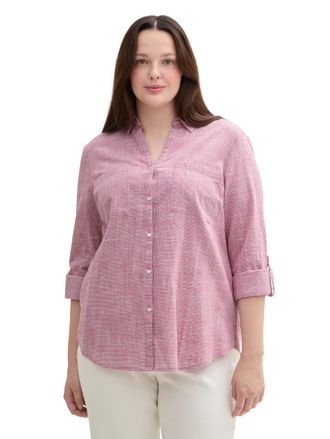 Tom Tailor Damen Plussize Hemdbluse mit Brusttaschen, 16348 - Pink Velvet, 46