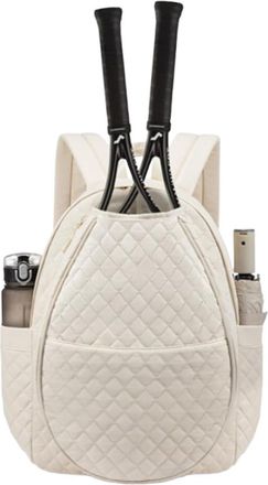 Generic Gesteppte gro&szlig;e Tennistasche, Tennisschl&auml;ger-Rucksack f&uuml;r Damen und Herren (Beige)