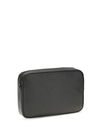 Valentino Garavani Mens Leather Pouch Vlogo Signature Black Calf Umbrellas Accessory
