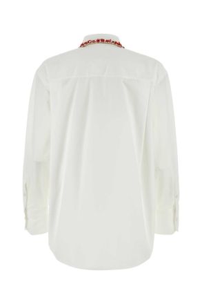 Valentino Garavani Womens White Poplin Shirt Biancocorallo Exterior: Cotton Camicie
