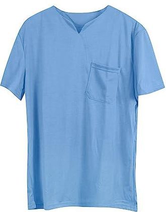 Generic Chemises à manches courtes pour homme - Col en V - Légères et confortables - Pour le sport, lathlétisme, la course à pied, lentraînement, bleu, 5XL