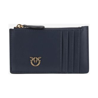 Pinko Lederkartenhalter mit Love Birds-Detail - - Accessories - Damen - Blau - ONE SIZE