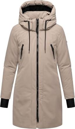 Navahoo Manteau dhiver imperm&eacute;able pour femme - Parka chaude avec capuche (amovible) et bretelles de sac &agrave; dos &agrave; lint&eacute;rieur - 14 S-6XL, Taupe/gris, XXL