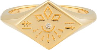 Cai Ring 925 Silber vergoldet Siegelring Raute Tattoo