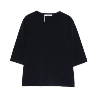 Max Mara Viskose-Cr&ecirc;pe-Pullover mit Rundhalsausschnitt - - Knitwear - Damen - Blau - L