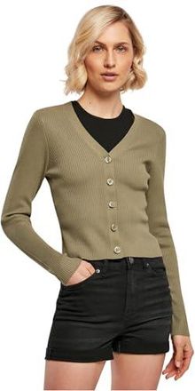 Urban Classics Cardigan en Maille c&ocirc;tel&eacute;e pour Femme, Kaki, XS