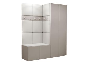 Mirjan24 Garderoben-Set Monati III, 2X Schuhschrank + Kleiderhakenbrett + Kleiderschrank Gepolstertes Paneel/Wandpaneel Kleiderhaken Flurgarderobe Wandgarderob