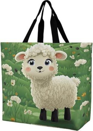Generic Moutons Mignons De Dessin Anim&eacute; Sac A Main Femme R&eacute;utilisable Tote Bag Grand Sac &Agrave; Bandouli&egrave;re Pour Travail Shopping Quotidienne