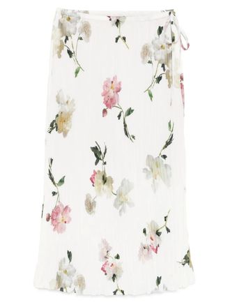 Vince jupe pliss&eacute;e Wilted Peony - Blanc