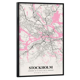 artboxONE Poster mit schwarzem Rahmen 30x20 cm St&auml;dte/Stockholm Stockholm Karten Map - Bild Stockholm