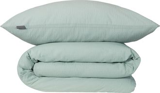 Schiesser Bettwäscheset Laura - Baumwoll Seersucker - 2-teilig - 135 x 200 cm - Hellpetrol