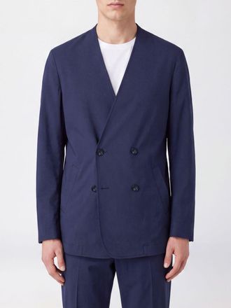 Emporio Armani Blazer crois&eacute; en pure laine vierge avec poches fendues