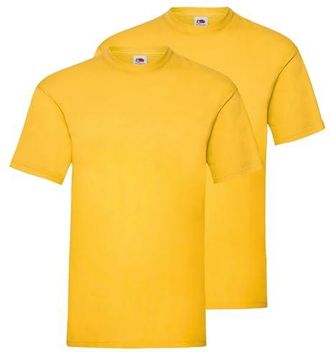 Fruit Of The Loom Lot de 2 t-shirts pour homme + sac en tissu MyShirt gratuit, Jaune tournesol + sac de gym myshirt, M