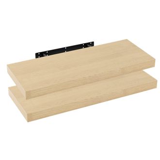 Woltu 2X Wandregal Wandboard B&uuml;cherregal Regale f&uuml;r Deko Wandablagen aus MDF Holz, 2er Set H&auml;ngeregal Gelb Eiche, 80x23x3,8cm RG9318kei-2