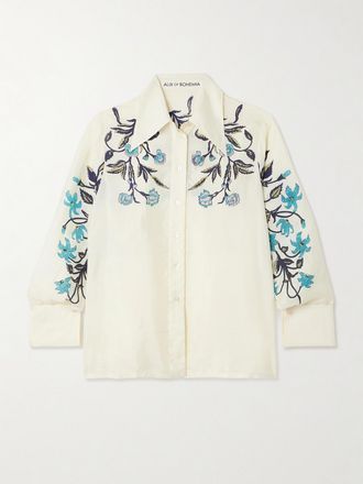 Alix of Bohemia Chemise En Cr&ecirc;pe De Chine De Soie &Agrave; Imprim&eacute; Fleuri Dana - Blanc cass&eacute;