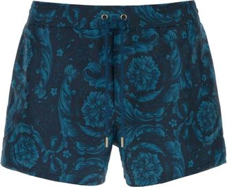 Versace Homme, Maillots de bain, Bleu, Taille: S Short de bain &agrave; cordon de serrage avec motif floral